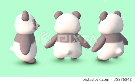 Panda 3D CG illustration Material 3 patterns... - Stock Illustration ...