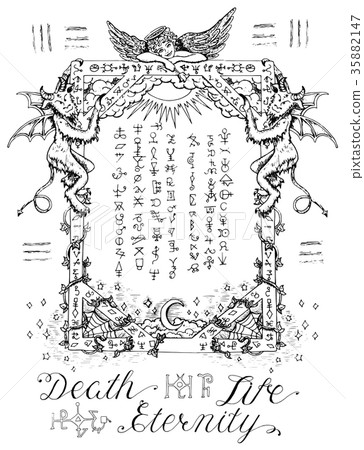 Gothic frame with angel and demons-插圖素材 [35882147] - PIXTA圖庫