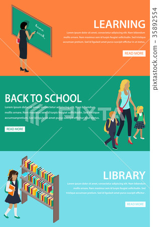 Learning Back to School Library Colourful Poster - Stock Illustration ...