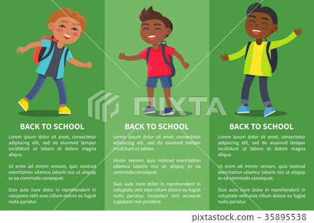 Back to School Collection of Posters with Kids - Stock Illustration ...