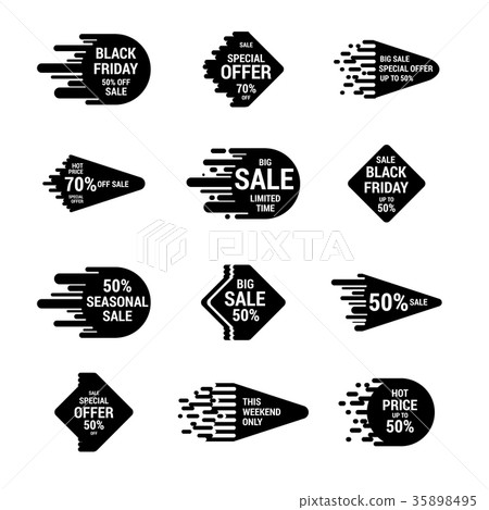 Sale sticker set with hand drawn elements in white - Stock Illustration ...