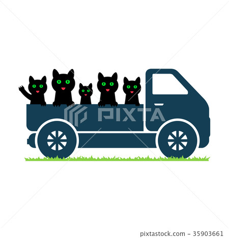 Black cats ride in a truck - Stock Illustration [35903661] - PIXTA