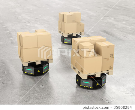 Image of an automatic transport robot carrying... - Stock Illustration ...