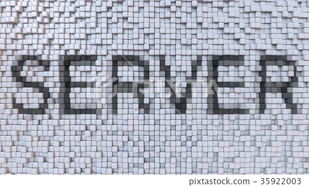 SERVER mosaic caption made of pixels. 3D rendering - Stock Illustration ...