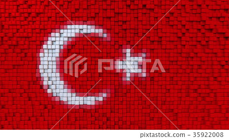 Stylized mosaic flag of Turkey made of pixels, 3D - Stock Illustration ...