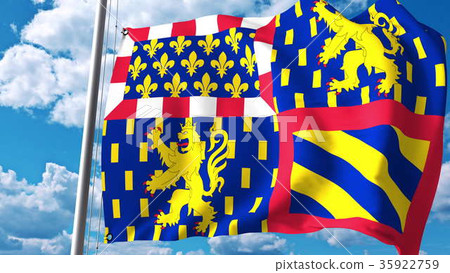 Waving flag of Bourgogne-Franche-Comte, a region - Stock Illustration ...