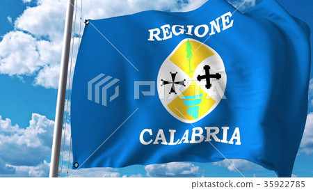 Waving flag of Calabria, a region of Italy. 3D - Stock Illustration [35922785] - PIXTA
