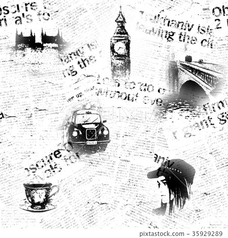 Black and white London grunge background - Stock Illustration [35929289 ...