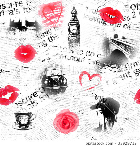 Black white and red London background - Stock Illustration [35929712 ...