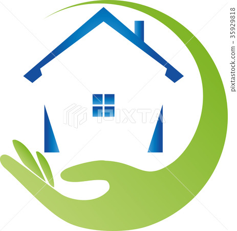 Hand and house, real estate, logo - Stock Illustration [35929818] - PIXTA