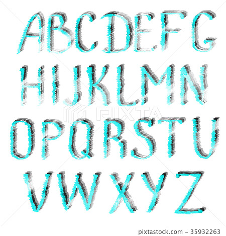 Turquoise letters of english alphabet - Stock Illustration [35932263 ...