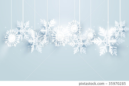 Snowflakes hanging on white background - Stock Illustration [35970285 ...