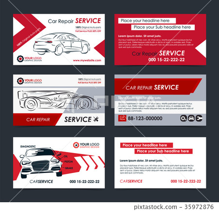 Set of Automotive Service business cards layout. - Stock Illustration ...