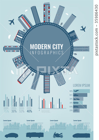 City infographics set with charts and other - Stock Illustration ...