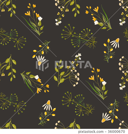Watercolor floral pattern - Stock Illustration [36000670] - PIXTA