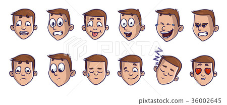Set of head images with different emotional - Stock Illustration ...