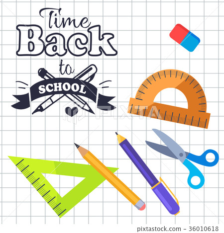 Time Back to School Inscription with Logo Vector - Stock Illustration ...