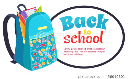 Back to School Poster with Fashionable Backpack - Stock Illustration ...