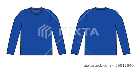 Long Sleeve T-shirt Template (Blue) - Stock Illustration [36011846] - PIXTA