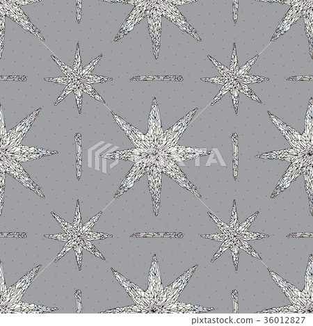 Hand drawn crystals pattern. Abstract stars art. - Stock Illustration ...