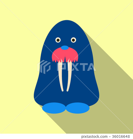 Cartoon fat walrus with big tusks. Vector - Stock Illustration ...