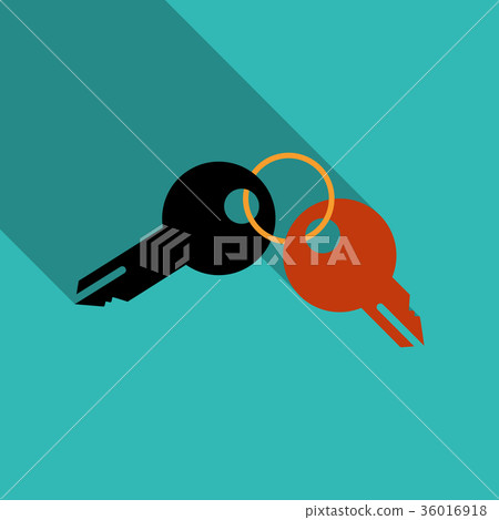 Illustration of a set of two keys on a key ring - Stock Illustration ...