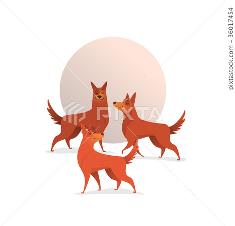 Illustration with three cheerful dogs. - Stock Illustration [36017454 ...