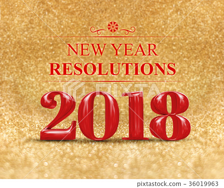 New year resolution 2018 on gold sparkle glitter - Stock Illustration ...