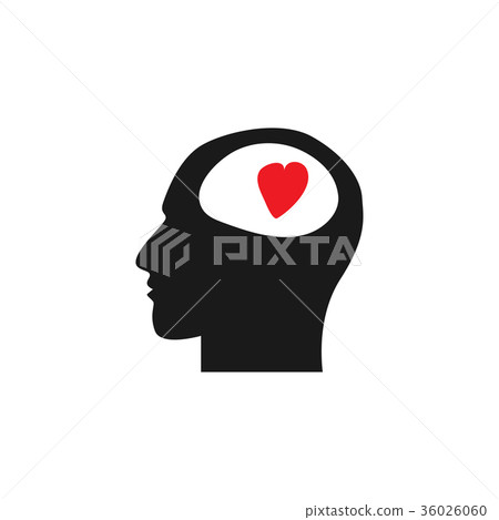 Human head with Heart symbol on white background - Stock Illustration ...