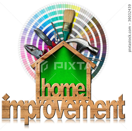 Home Improvement Symbol with Work Tools - Stock Illustration [36032439 ...