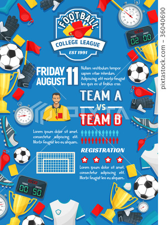 Soccer sport game match poster of football league - Stock Illustration ...