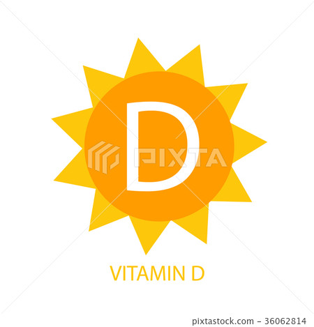 Vitamin D Icon with Sun Vector Illustration - Stock Illustration ...