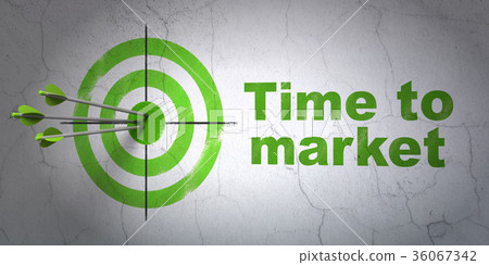 Timeline concept: target and Time to Market on - Stock Illustration ...