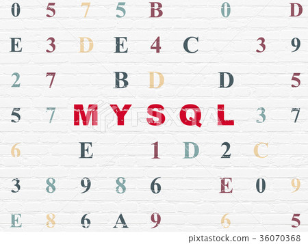 Software concept: MySQL on wall background - Stock Illustration ...