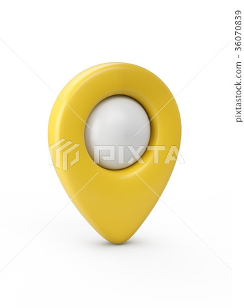 Yellow map pointer isolated on white background - Stock Illustration ...