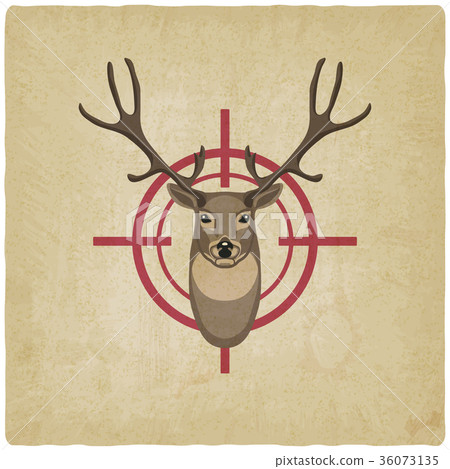 deer head on red target vintage background. - Stock Illustration ...