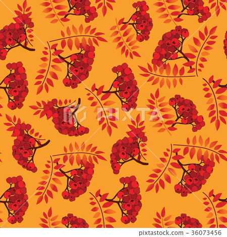 Fall seamless pattern. Autumn rowan berry branch - Stock Illustration [36073456] - PIXTA