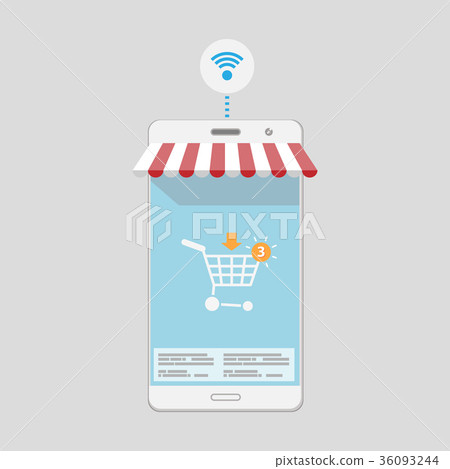 Mobile Shopping on Smartphone screen. - Stock Illustration [36093244 ...