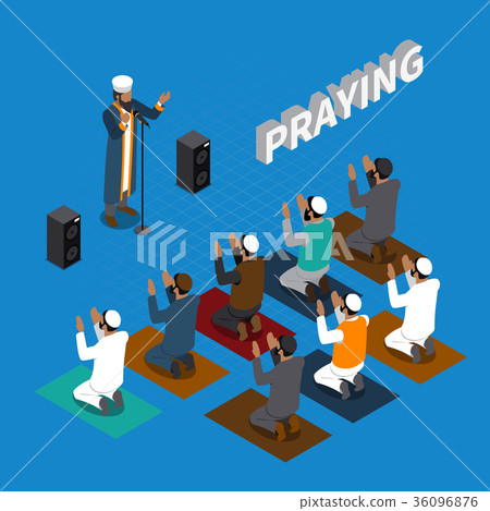 Praying In Islam Isometric Composition - Stock Illustration [36096876] - PIXTA
