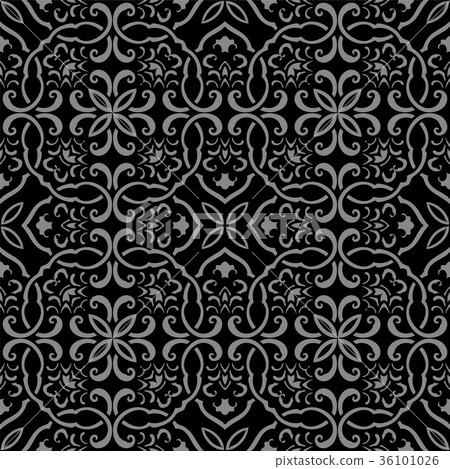 Antique seamless silver retro pattern background - Stock Illustration ...