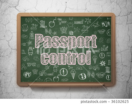 Tourism concept: Passport Control on School board - Stock Illustration ...