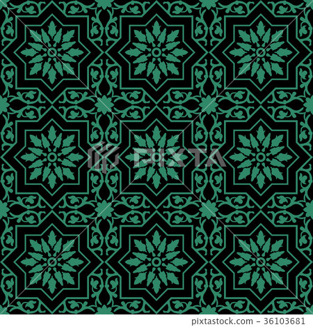 Seamless retro green pattern Background - Stock Illustration [36103681 ...
