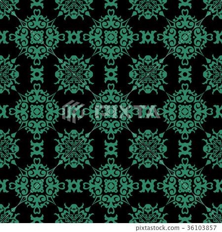Antique seamless retro green pattern background - Stock Illustration ...