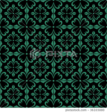 Antique seamless retro green pattern background - Stock Illustration ...