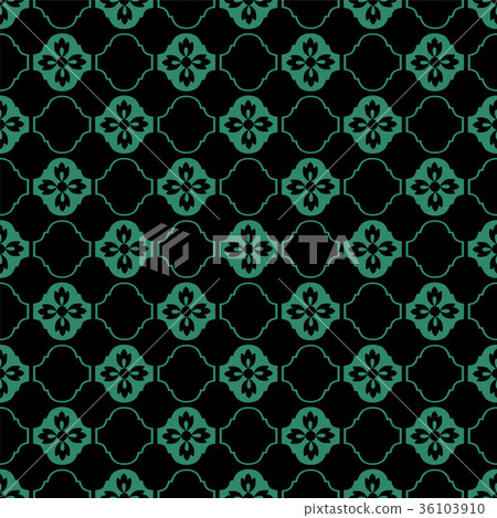 Antique seamless retro green pattern background - Stock Illustration ...