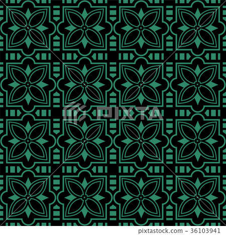 Antique seamless retro green pattern background - Stock Illustration ...