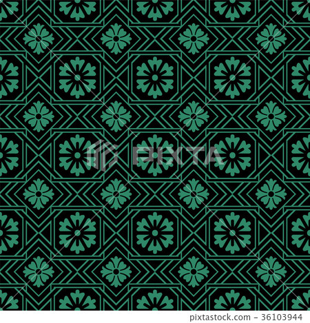 Antique seamless retro green pattern background - Stock Illustration ...