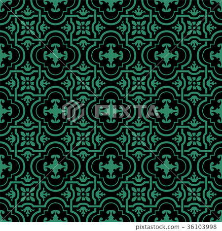 Antique seamless retro green pattern background - Stock Illustration ...