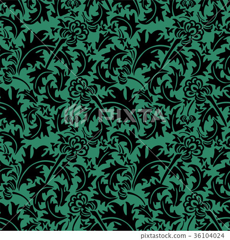 Antique seamless retro green pattern background - Stock Illustration ...