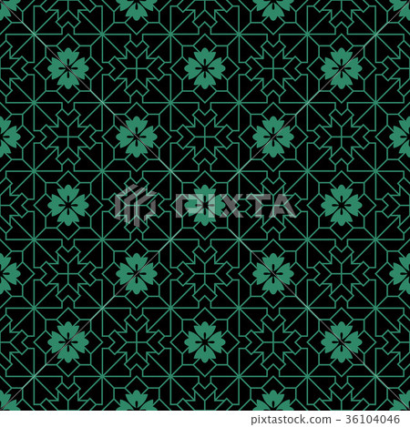 Antique seamless retro green pattern background-插圖素材 [36104046] - PIXTA圖庫